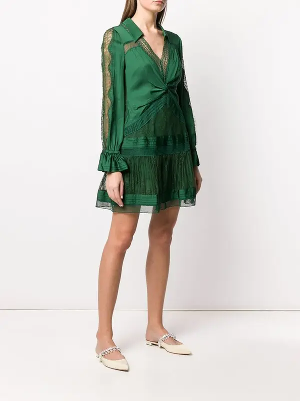 black lace dress three quarter sleeve Porto Pendulum Dress in Black, 2/M main image 0