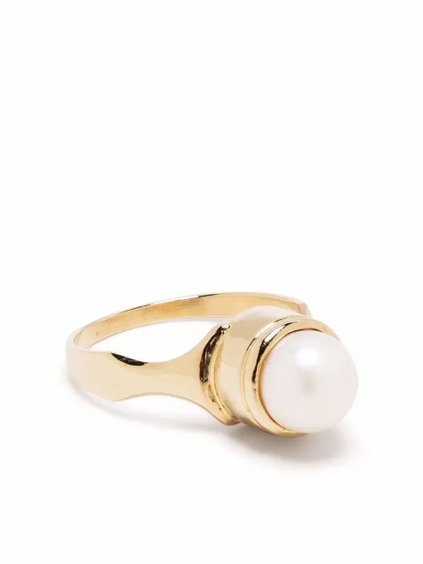 BEATRIZ PALACIOS Plated Silver Signet Ring With Pearl - Gold