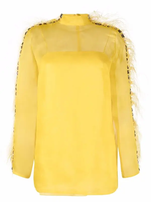 Emilio Pucci Feather-trim Silk Blouse