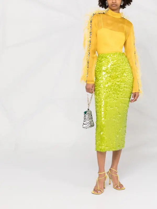 Emilio Pucci Feather-trim Silk Blouse