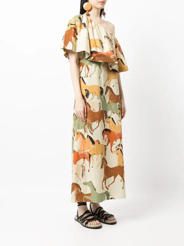 chinese dress ladies Horse Print Maxi Dress  FOX'S