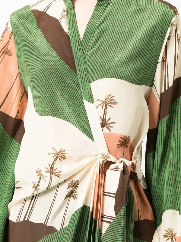 green emerald velvet dress Jaime' Green Palm Tree V-Neck Sleeveless Cotton Dress