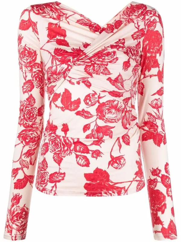 MSGM Floral-print Top - Pink
