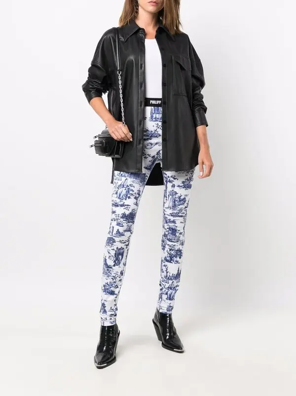 Philipp Plein Embroidered High-rise Leggings