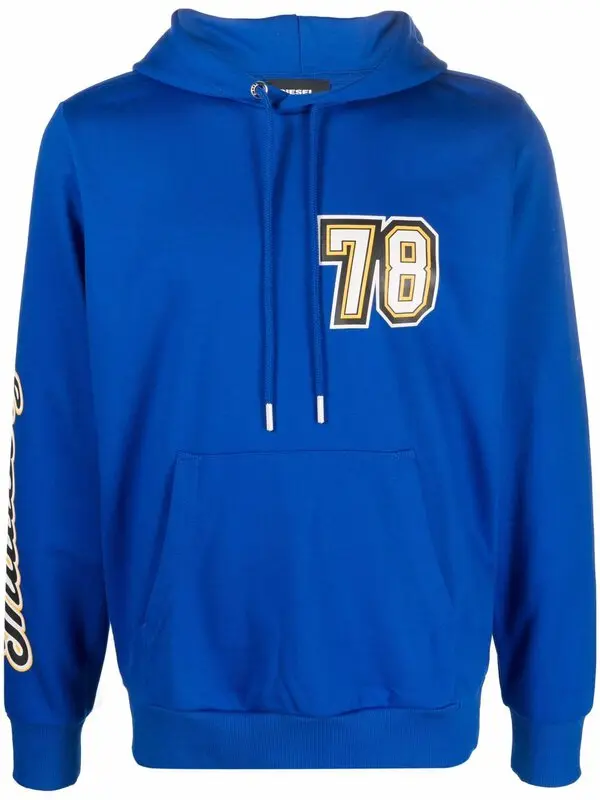 DIESEL® Number Print Pullover Hoodie - Blue