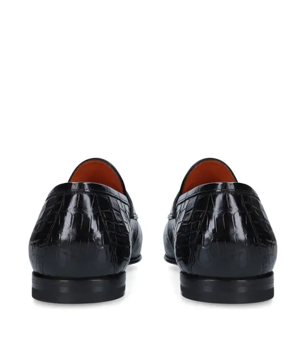 Santoni Crocodile Penny Loafers