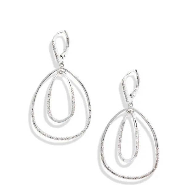 Nordstrom Pavé Inset Orbital Drop Earrings - Clear- Silver