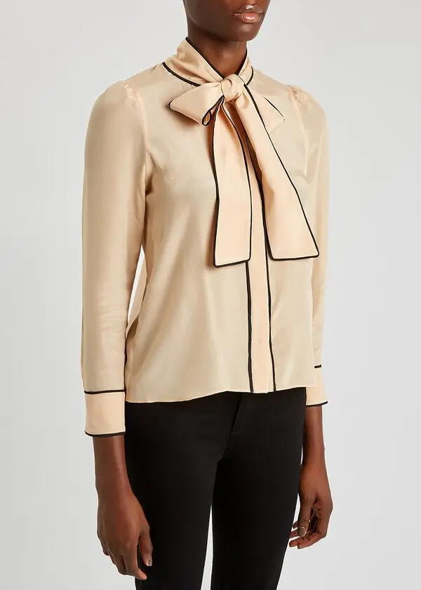 Alice + Olivia Jeannie Blush Silk Blouse