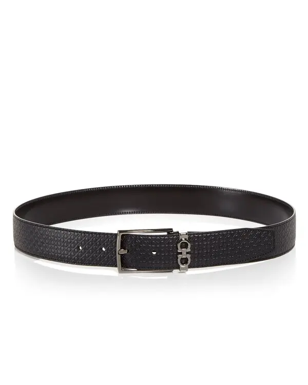 FERRAGAMO Gancini Embossed Reversible Leather Belt