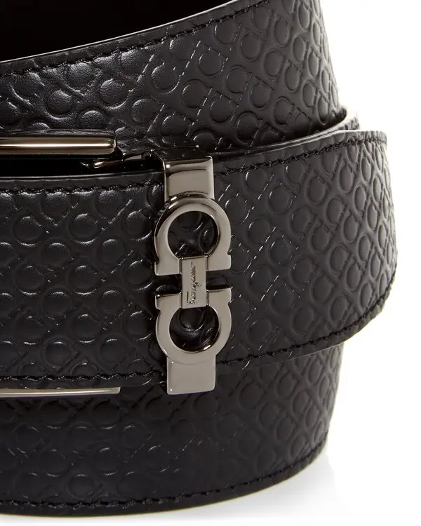 FERRAGAMO Gancini Embossed Reversible Leather Belt