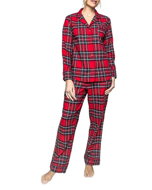 PETITE PLUME Cotton Imperial Tartan Flannel Pajama Set - Red