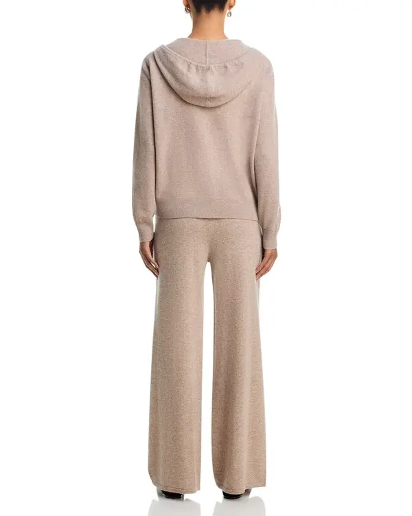 Aqua Cashmere Full Zip Hoodie - Wheat