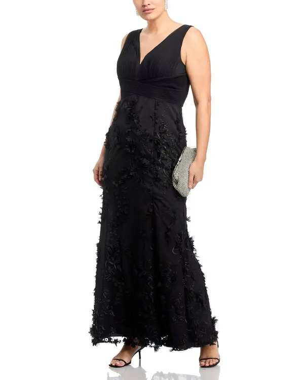 Aidan Mattox Floral Applique Mermaid Gown - Black - 20% Off | Editorialist