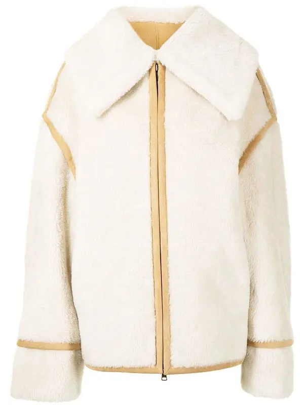 Goen.j Oversize-collar Shearling Pilot Jacket - Neutrals