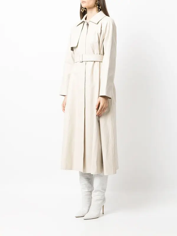 Goen.j Faux-leather Belted Trench Coat