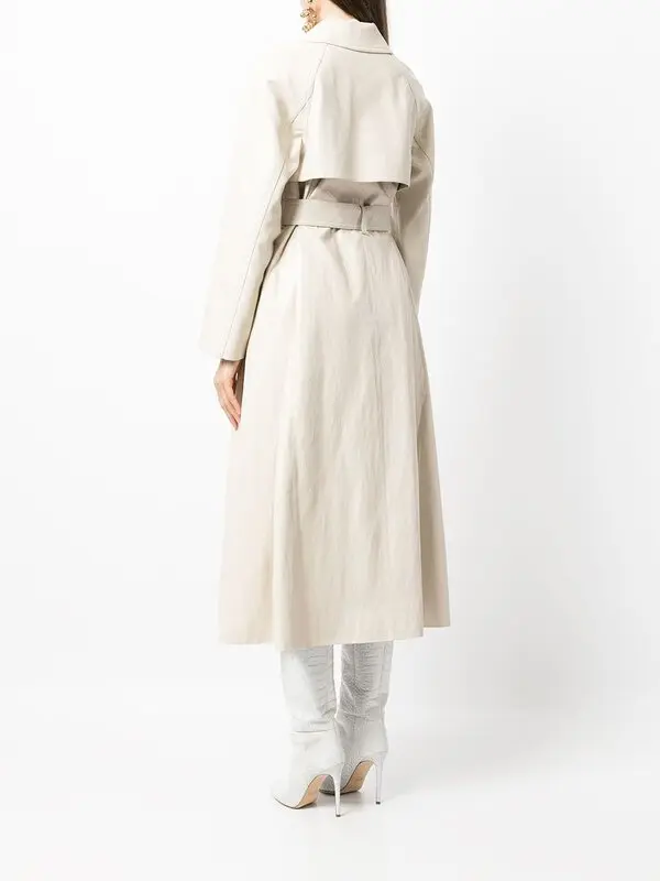 Goen.j Faux-leather Belted Trench Coat