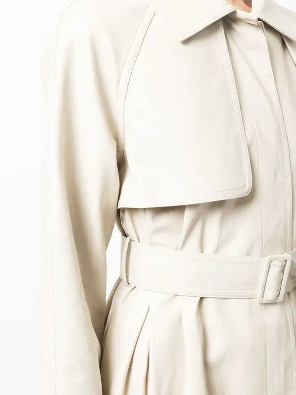 Goen.j Faux-leather Belted Trench Coat
