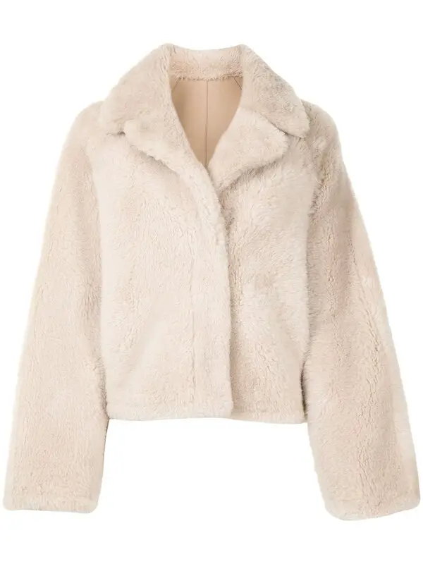 Goen.j Notched-collar Cropped Shearling Jacket