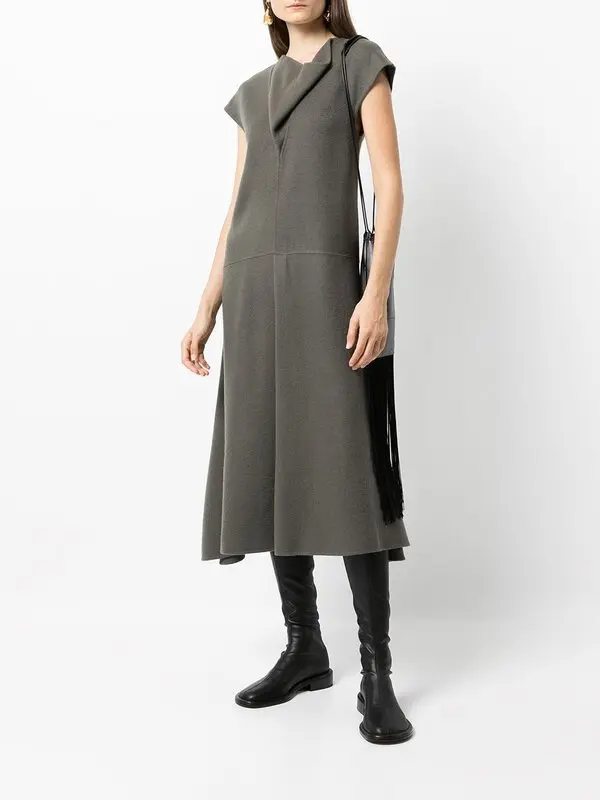 Goen.j Cowl-neck Wool-blend Midi Dress