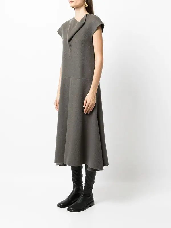 Goen.j Cowl-neck Wool-blend Midi Dress