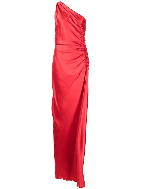 Michelle Mason Asymmetrical Silk Gown - Red
