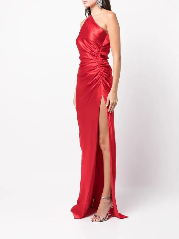 Michelle Mason Asymmetrical Silk Gown - Red