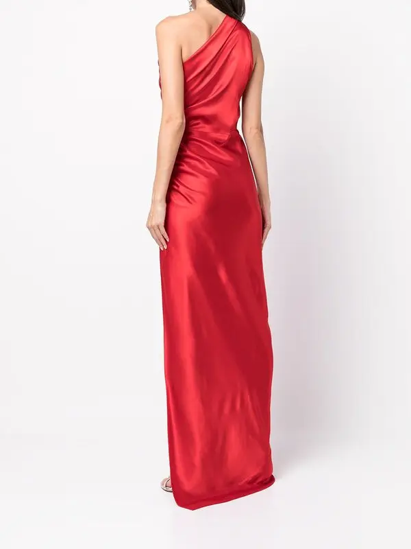 Michelle Mason Asymmetrical Silk Gown - Red