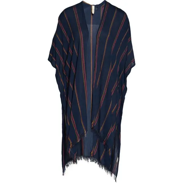 Elan Stripe Fringe Cover-up - Navy Stripe