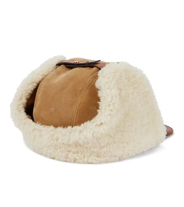 Chloé Suede And Shearling Chapka Hat In Brown - 30% Off  display picture 1