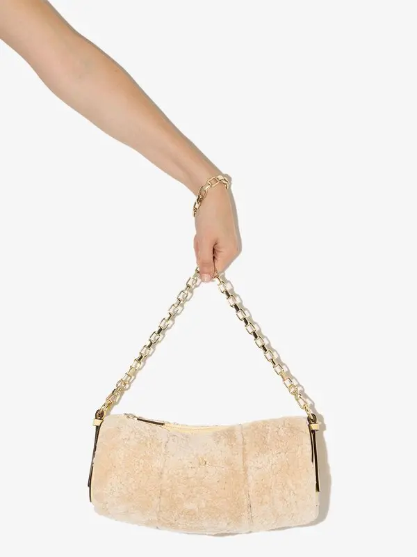 Manu Atelier Cylinder Shearling Shoulder Bag