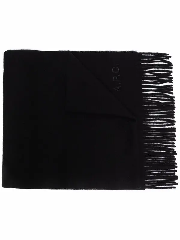 A.p.c. Logo-embroidered Wool Scarf - Black