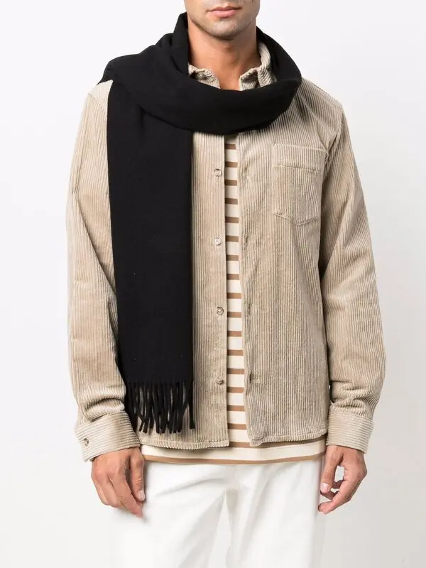 A.p.c. Logo-embroidered Wool Scarf - Black