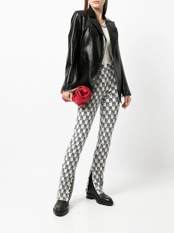 We11Done Logo Pattern Knitted Leggings - White