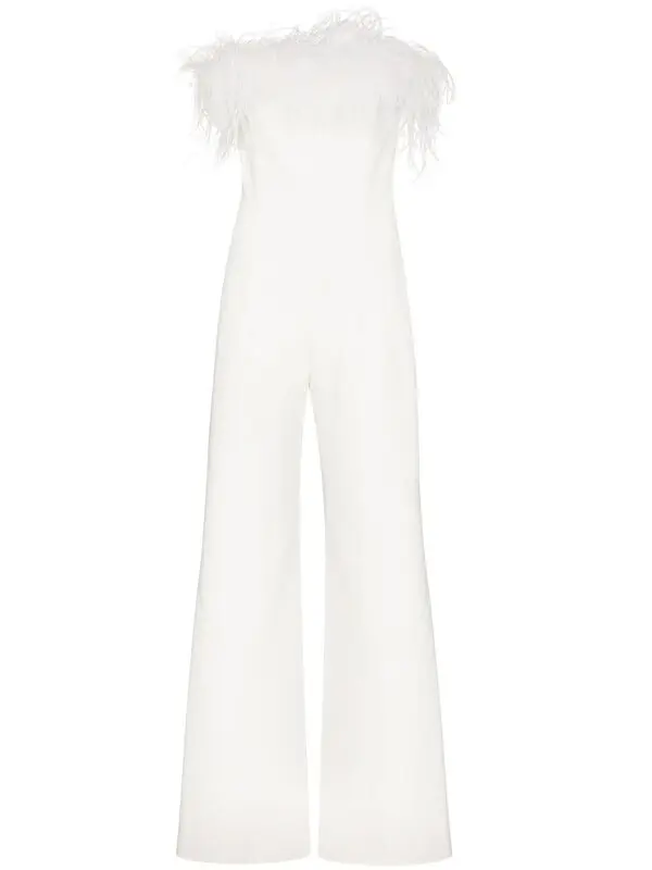 16Arlington Taree Feather-trim Jumpsuit - White