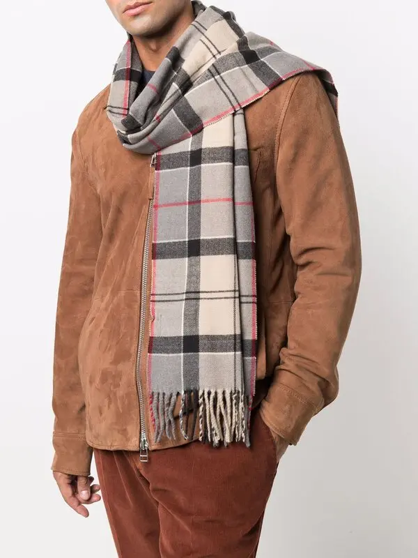 Barbour Plaid-check Fringed Scarf