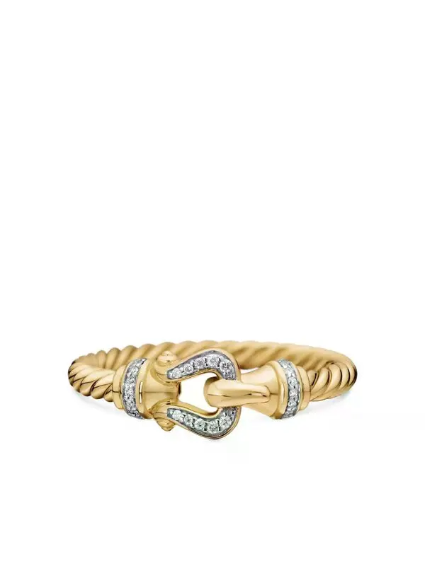 David Yurman 18kt Yellow Petite Buckle Diamond Ring - Gold