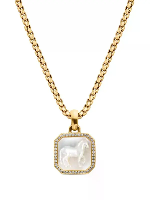 David Yurman 18kt Yellow Petrus Horse Diamond Amulet - Gold