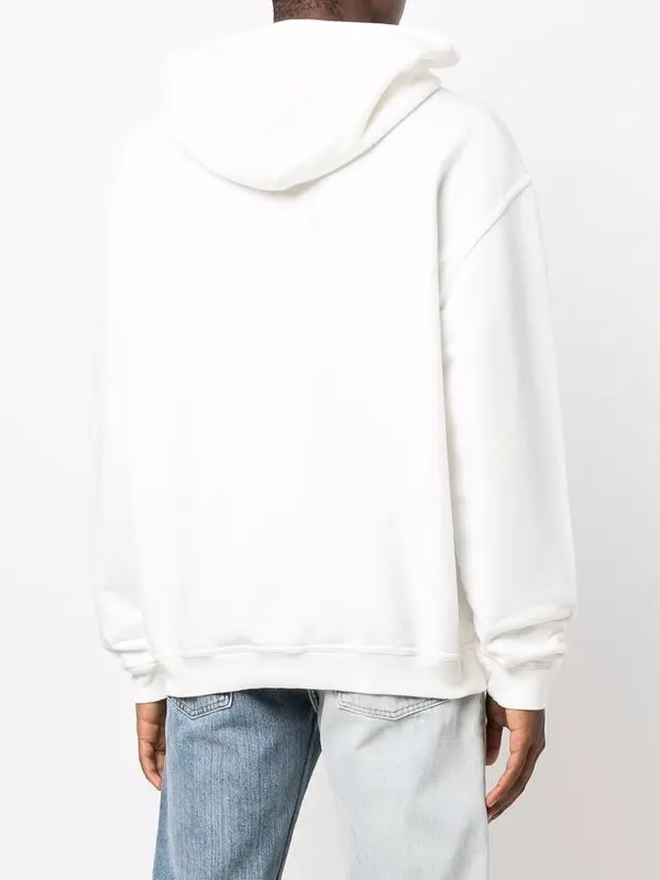 MAISON MARGIELA Logo-embroidered Cotton Hoodie - White