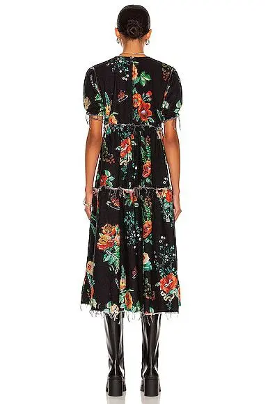 r13 shredded relaxed midi dress Plaid Shredded Relaxed Cotton Flannel Midi Dress (Women)