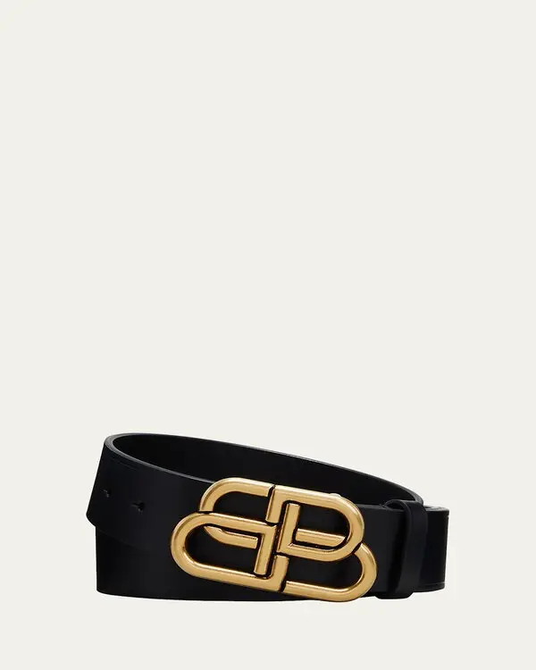 Balenciaga Bb-buckle Leather Belt - Black