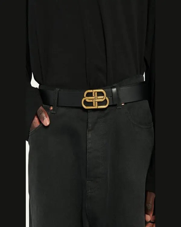 Balenciaga Bb-buckle Leather Belt - Black
