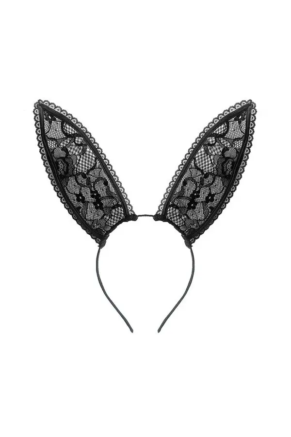 FLEUR DU MAL Lace Bunny Ears Headband - Black