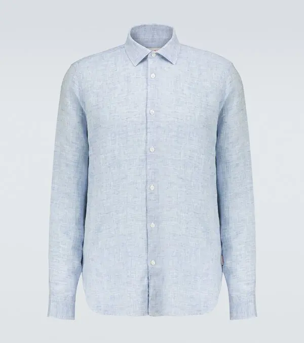 Orlebar Brown Giles Linen Long-sleeved Shirt - Blue