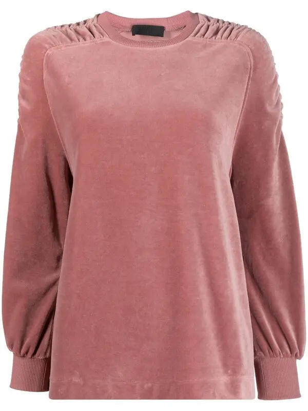Alberta Ferretti Chenille Gathered-trim Sweatshirt - Pink