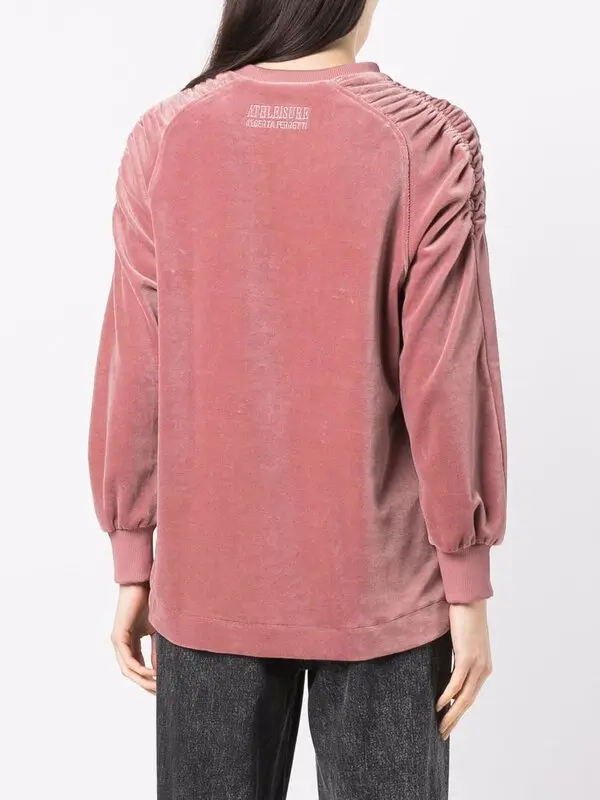 Alberta Ferretti Chenille Gathered-trim Sweatshirt - Pink
