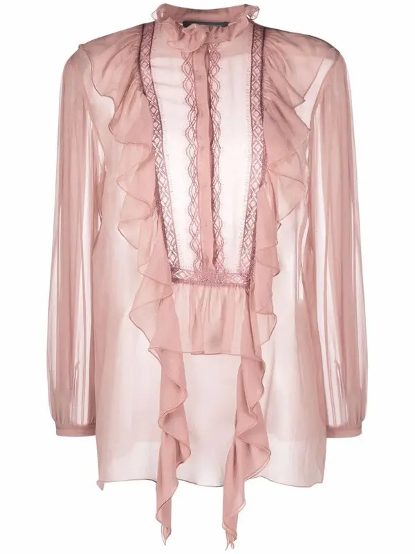 Alberta Ferretti Long-sleeved Ruffled Blouse - Pink