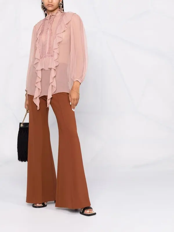 Alberta Ferretti Long-sleeved Ruffled Blouse - Pink