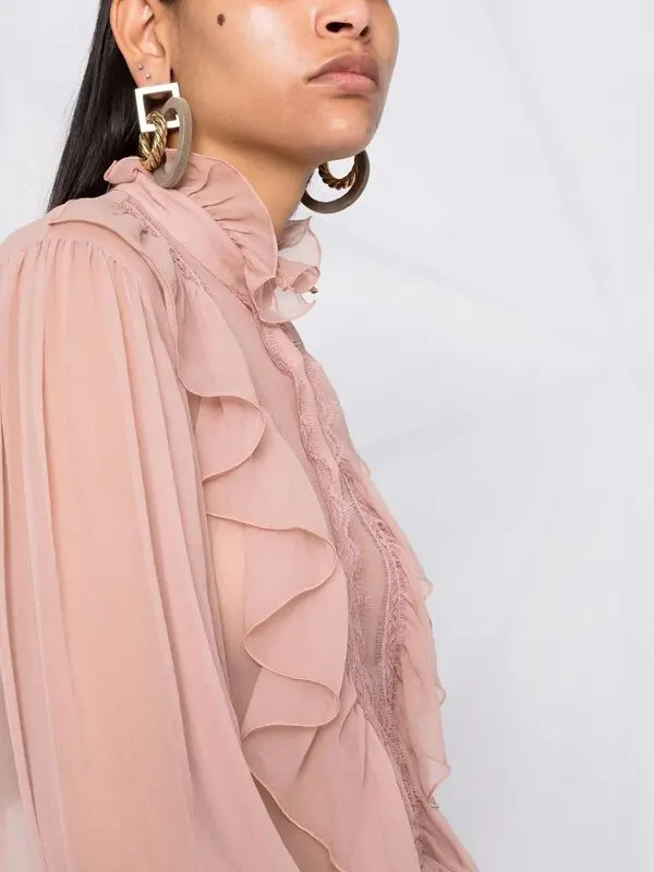 Alberta Ferretti Long-sleeved Ruffled Blouse - Pink