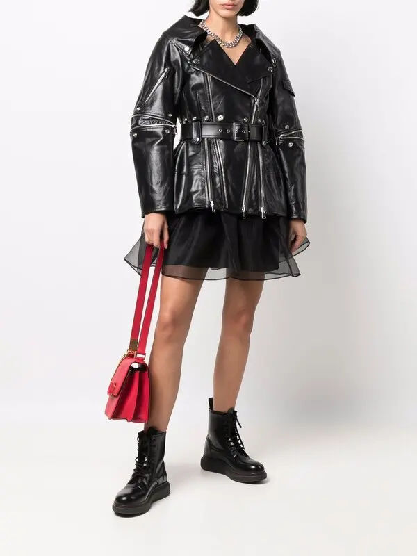 Alexander McQueen Belted-waist Biker Jacket