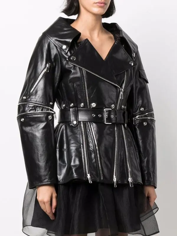 Alexander McQueen Belted-waist Biker Jacket